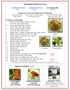 PHO TAY HO MENU 1 | Pho Tay Ho