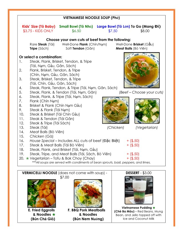 PHO TAY HO MENU 1 | Pho Tay Ho