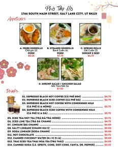 Menu | Pho Tay Ho